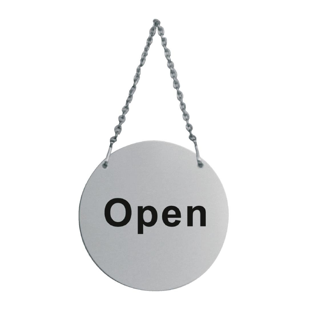 Wall Sign Round S/Steel with Chain OPEN CLOSE - Hospitality Supplies ...