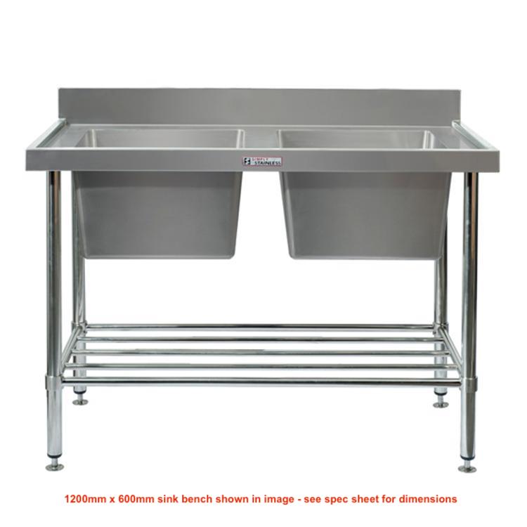 Simply Stainless Double Sink Bench 1200x600mm with Splashback Piped ...